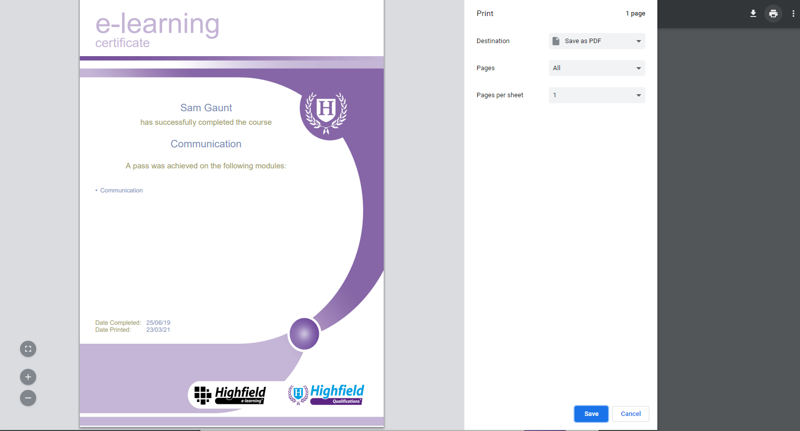 How do I print or download my certificate? – Elior